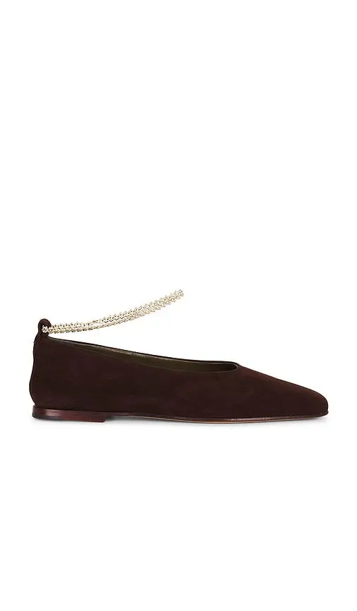 MARIA LUCA Augusta Suede Ballerina In Chocolate