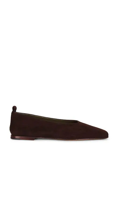 MARIA LUCA Augusta Suede Ballerina In Chocolate