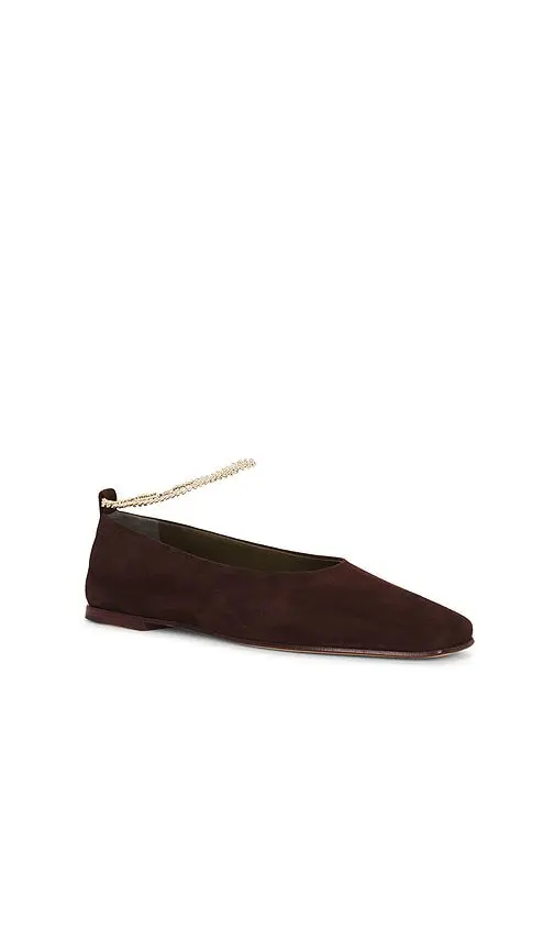 MARIA LUCA Augusta Suede Ballerina In Chocolate