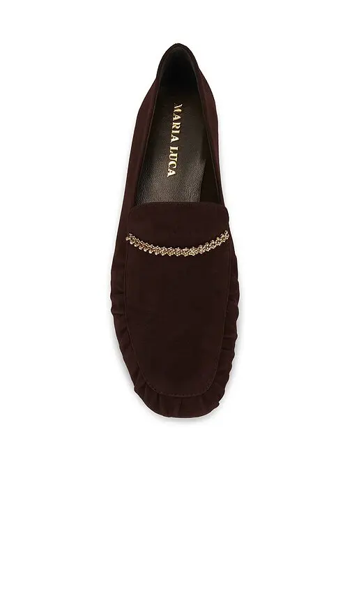 MARIA LUCA Ortensia Suede Loafer In Chocolate