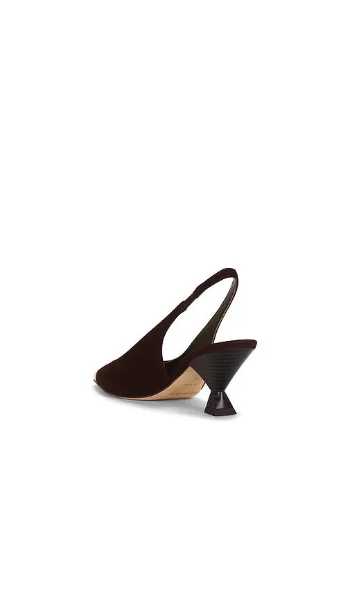MARIA LUCA Penelope Suede Slingback Pump In Chocolate