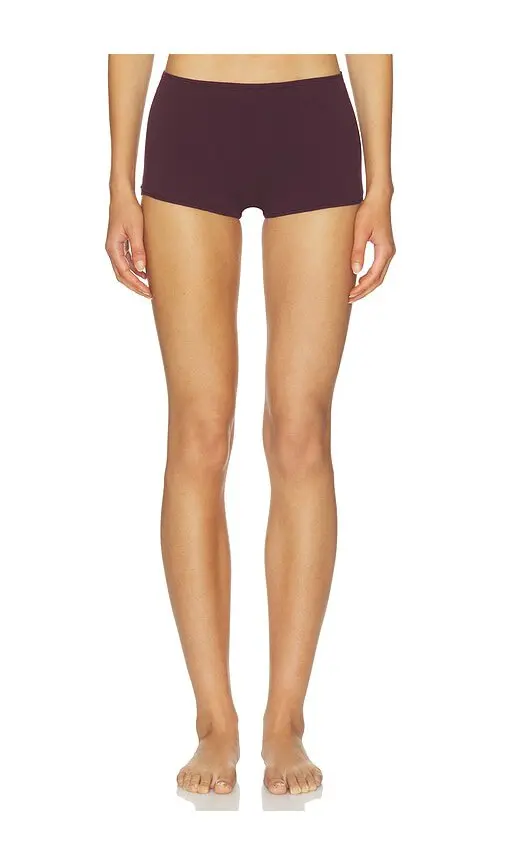SKIMS Everyday Cotton Boyshort In Wine