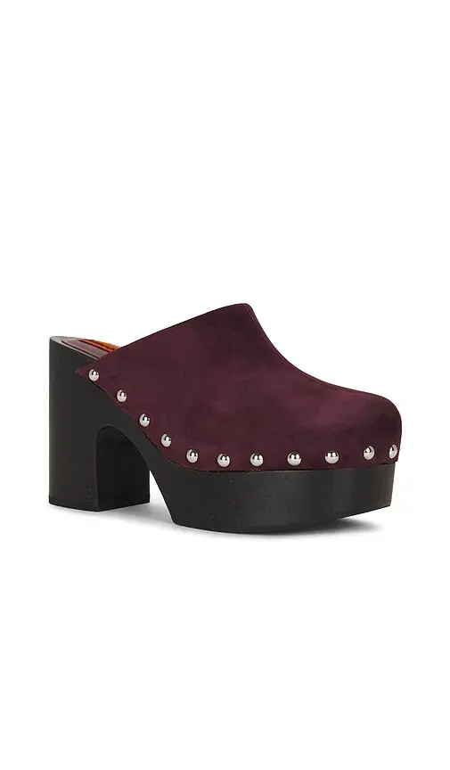 SIMONMILLER Suede Sol Platform Clog In Wine