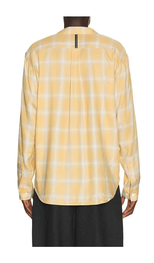WORKS AND DAYS Rayon Check Classic Shirt In Yellow