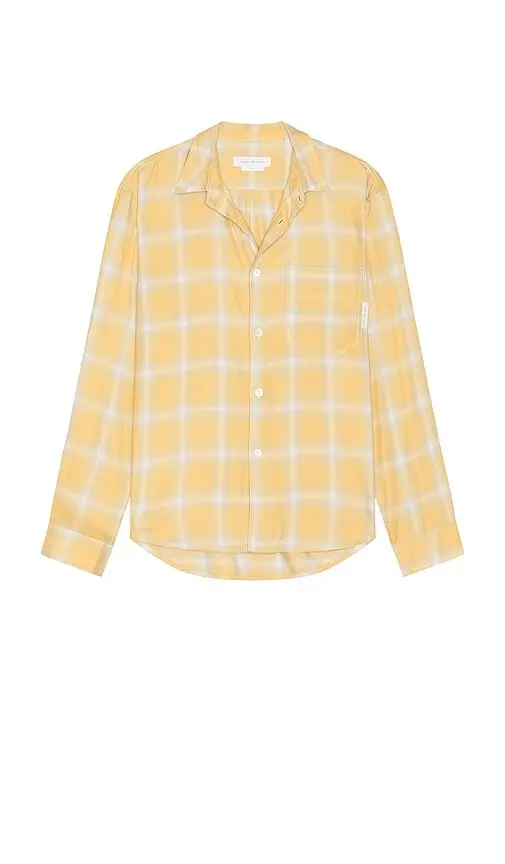 WORKS AND DAYS Rayon Check Classic Shirt In Yellow