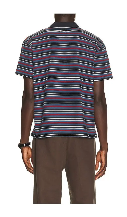 Rag & Bone Stripe Pique Polo In In Navy