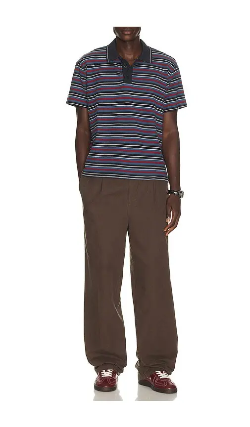 Rag & Bone Stripe Pique Polo In In Navy