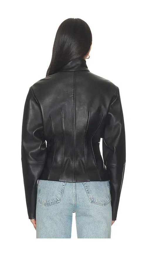 SAU LEE Anton Leather Tang Jacket - Black
