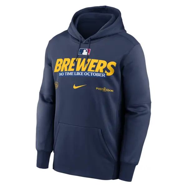 Nike Milwaukee Brewers 2026 Postseason Authentic Collection Therma-fit Mlb Pullover Hoodie - Blue