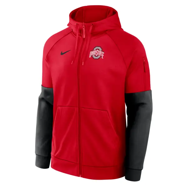 Nike Ohio State Primetime Therma-fit College Full-zip Hoodie - Red