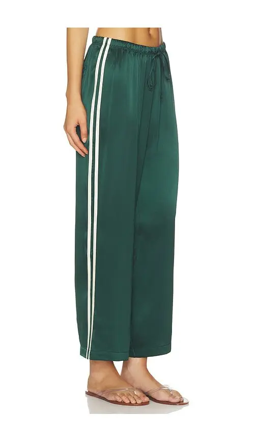 Donni. The Silk Stripe Crop Pant In Green - Fir