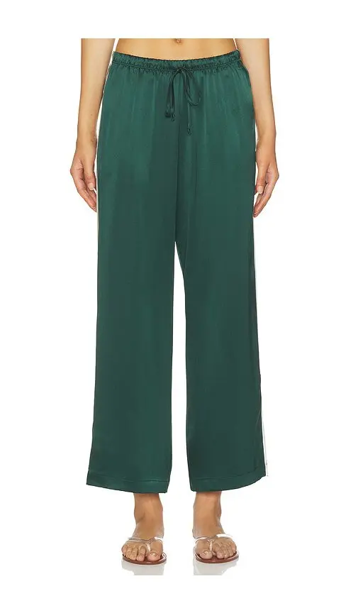 Donni. The Silk Stripe Crop Pant In Green