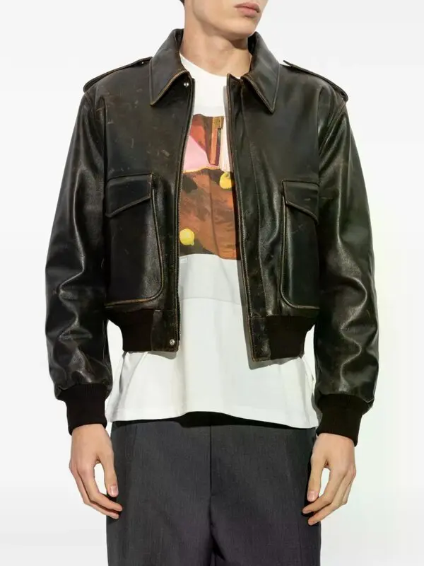 JIL SANDER Distressed Leather Jacket