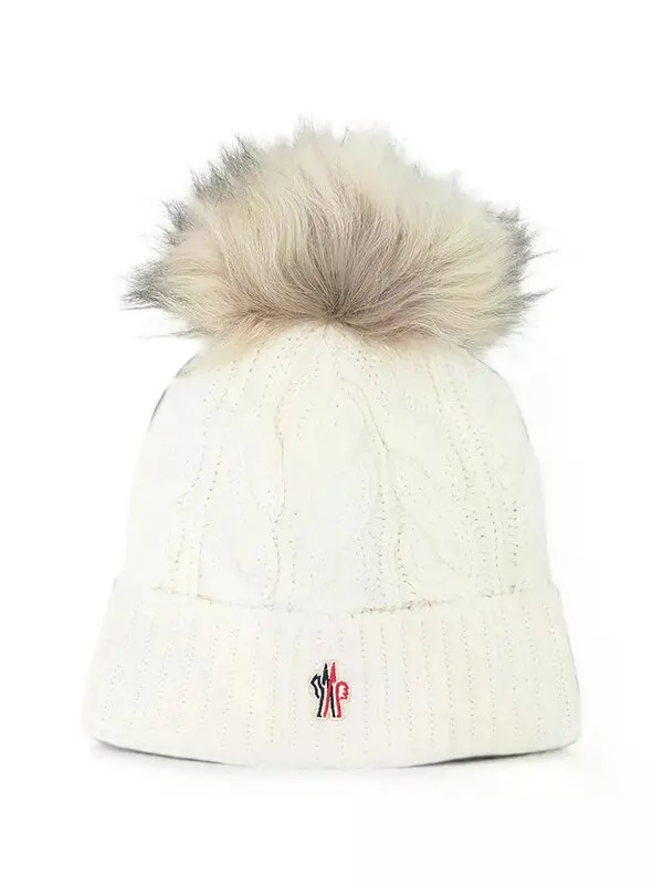 Moncler Cable-knit Pompom Beanie Hat