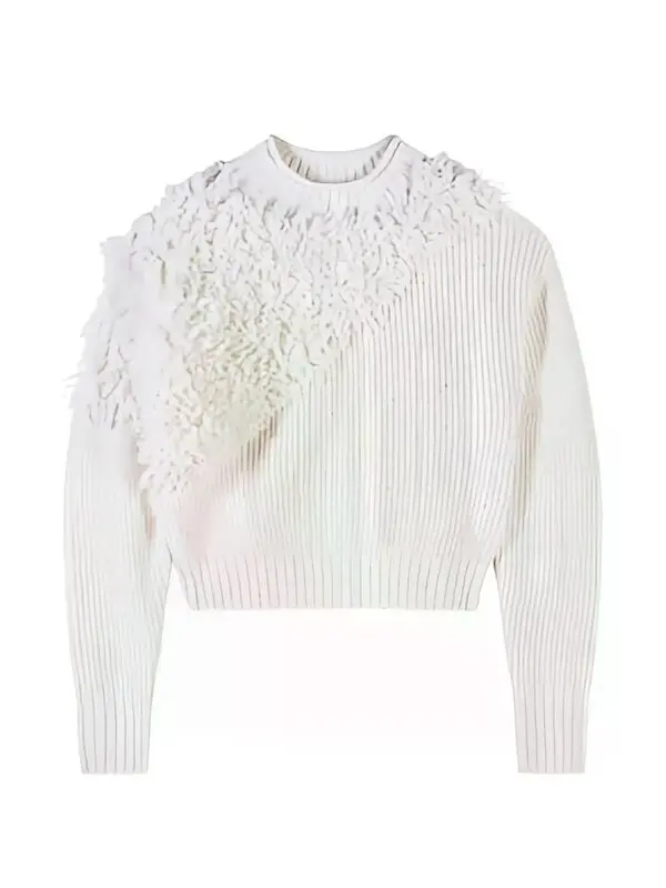Patrizia Pepe Fringed Ribbed-knit Sweater
