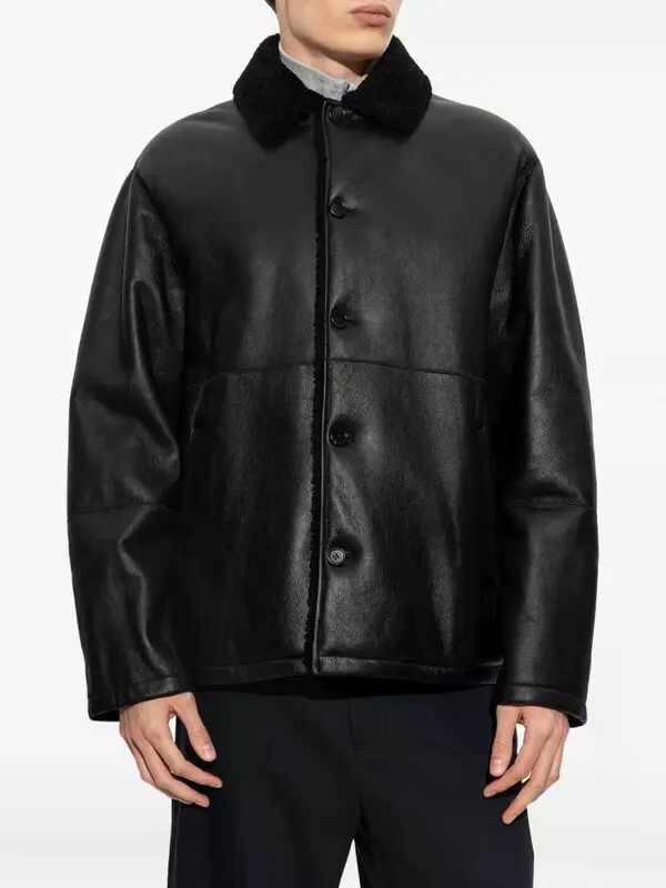 JIL SANDER Shearling-collar Leather Jacket