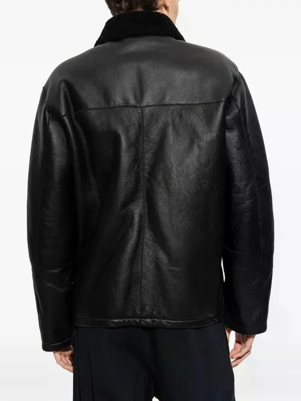 JIL SANDER Shearling-collar Leather Jacket