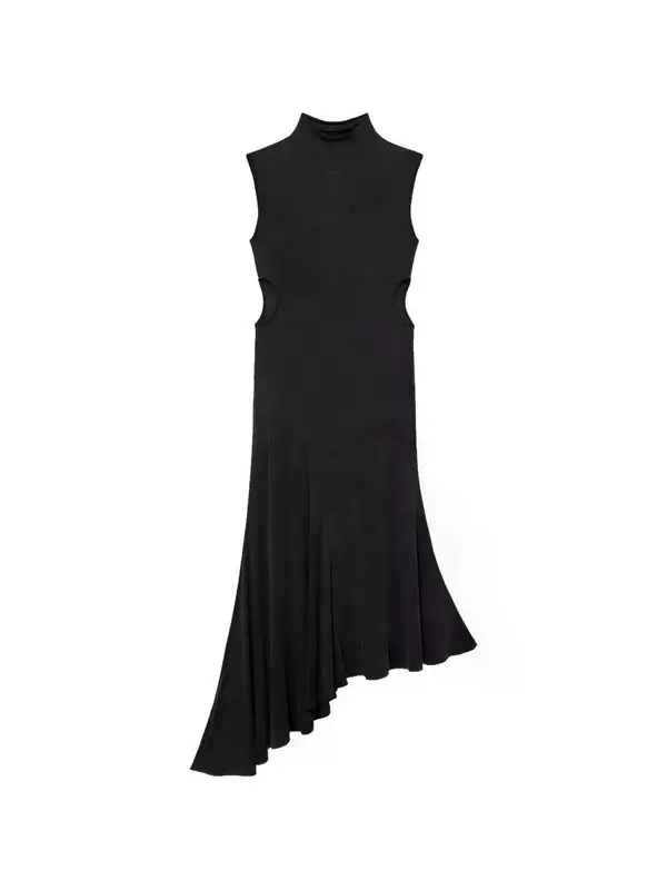 Off-White Cupro Rib Meteor Asymmetric Dress - Black