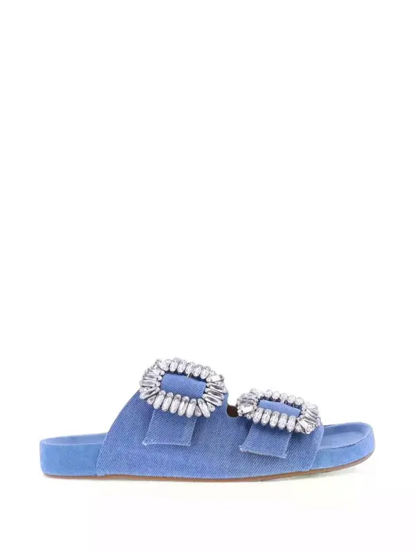 TORAL SHOES Crystal-embellished Double-strap Slippers