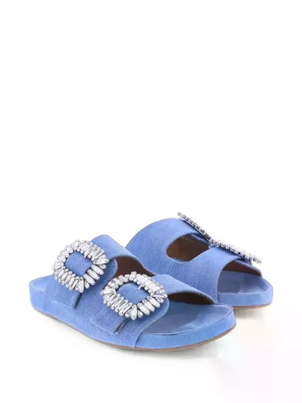 TORAL SHOES Crystal-embellished Double-strap Slippers