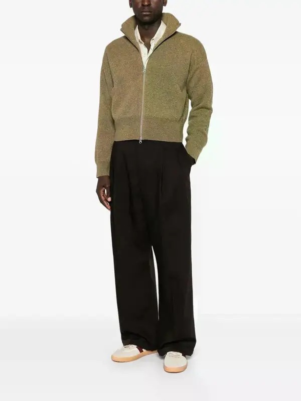 Extreme Cashmere Zip-up Ribbed-trim Cardigan - Green
