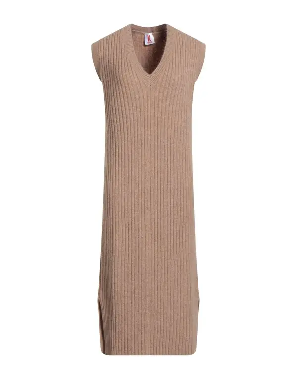 KONTATTO Midi Dress Camel Size Acrylic, Polyamide, Polyester, Wool, Viscose