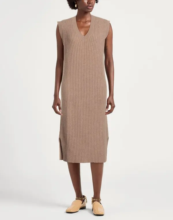 KONTATTO Midi Dress Camel Size Acrylic, Polyamide, Polyester, Wool, Viscose