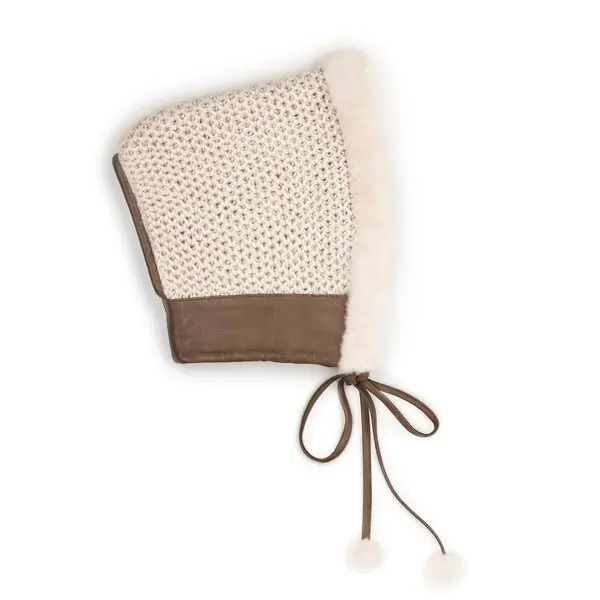 VICTORIA SLAVINSKAIA Openwork Cashmere Shearling Hood