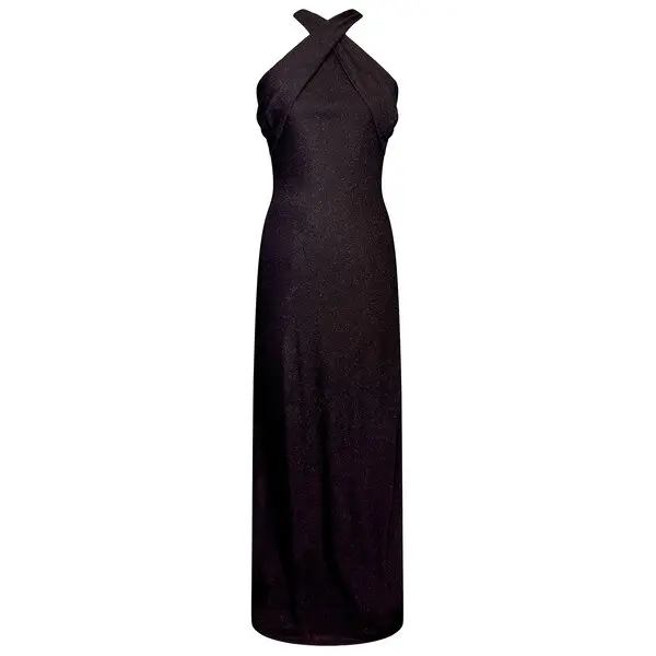 ALIE STREET LONDON Thea Halter Gown Glitter - Black