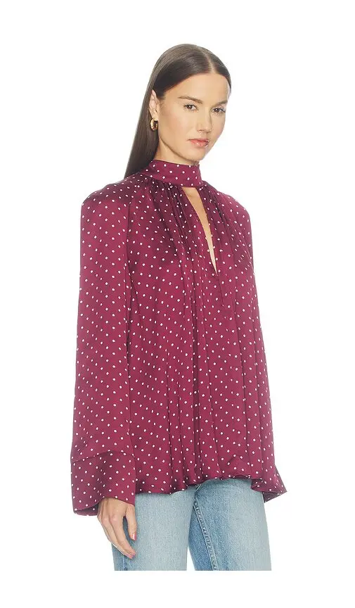 ROTATE BY BIRGER CHRISTENSEN Dot Satin Bow Shirt In Wine