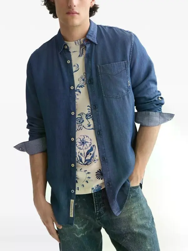 Scotch & Soda Washed-effect Chest-pocket Shirt