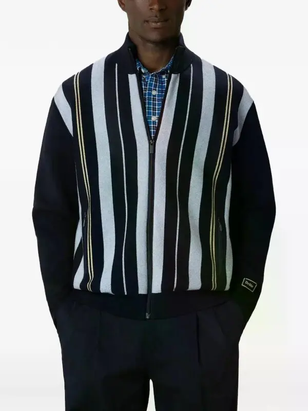 Drole De Monsieur Striped Zip-up Sweater