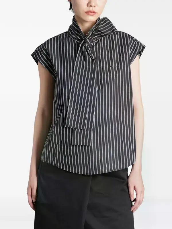 Marni Pinstripe-print Pussy-bow Top