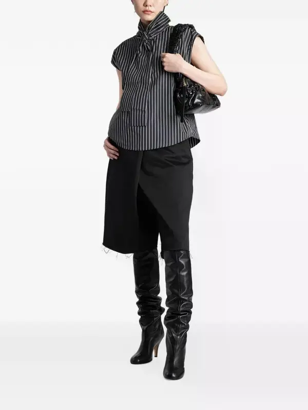 Marni Pinstripe-print Pussy-bow Top