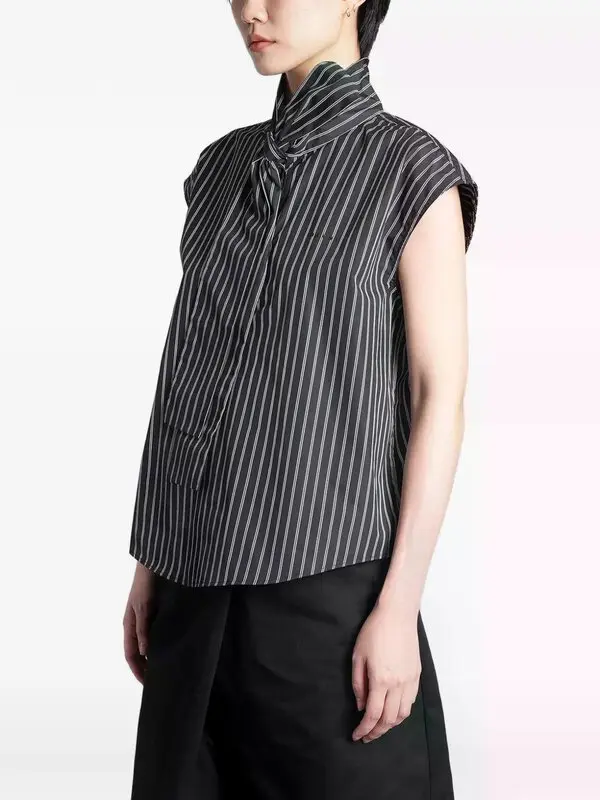 Marni Pinstripe-print Pussy-bow Top