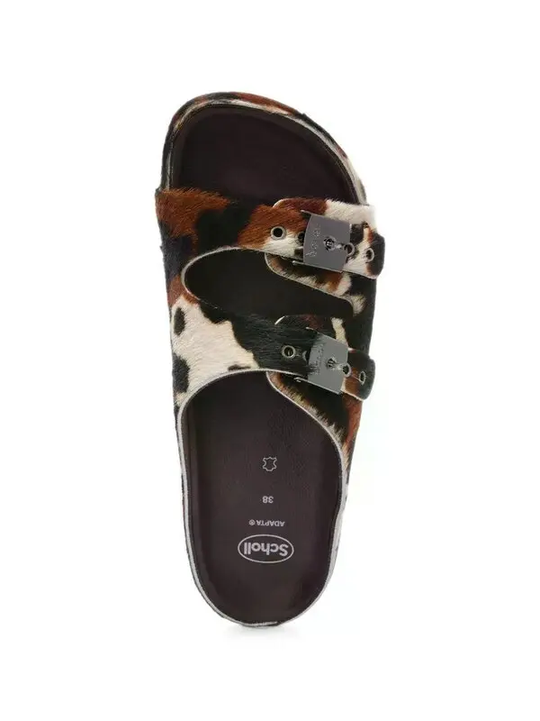 DR. SCHOLL'S SHOES Cow-print Buckle-fastening Flat Sandals