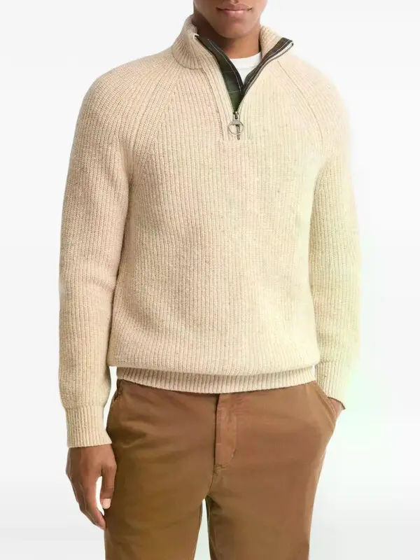 Barbour Essentials Fleck Half-zip Sweater - Neutrals
