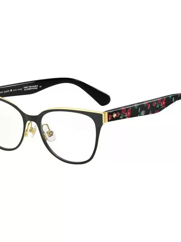 Kate Spade New York Floral-print Round-frame Glasses - Black
