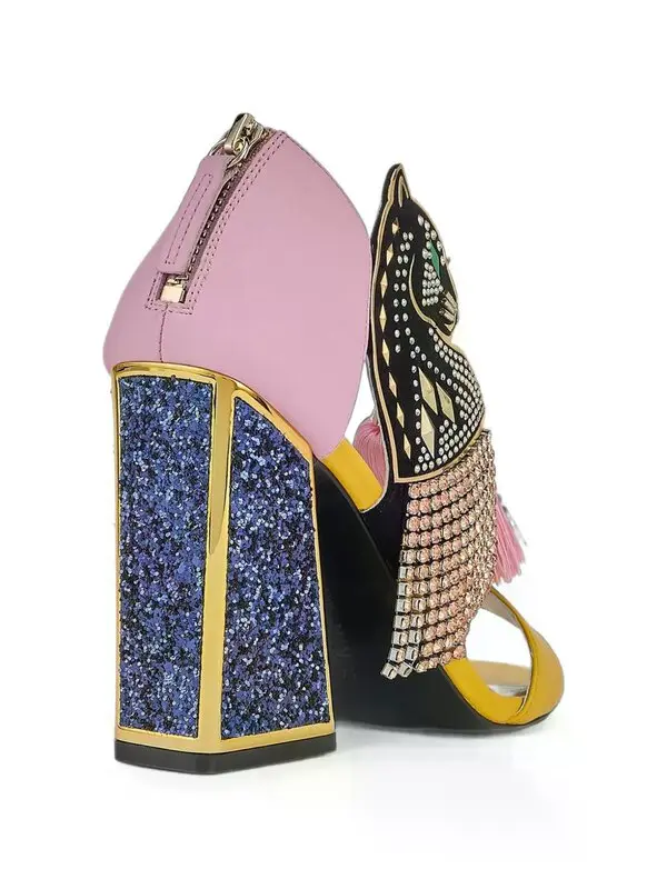 KAT MACONIE Aya Panther Crystal-embellished Sandals - Pink