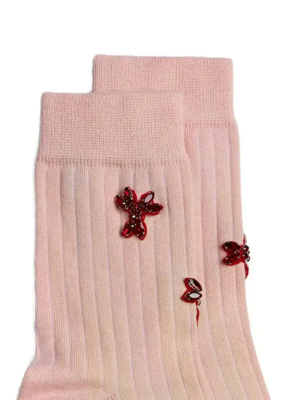 Simone Rocha Bead-embellished Ribbed-knit Socks