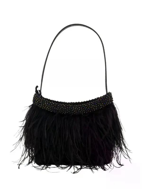 Staud Winslow Feather-trim Shoulder Bag - Black