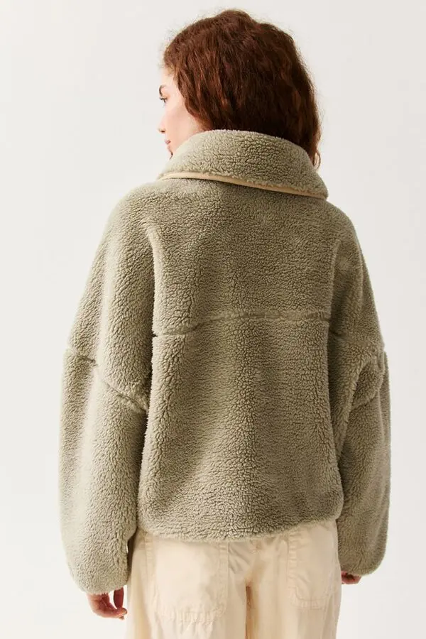 UGG Raynie Asymmetric Snap Fleece Funnel Neck Jacket - Vinito