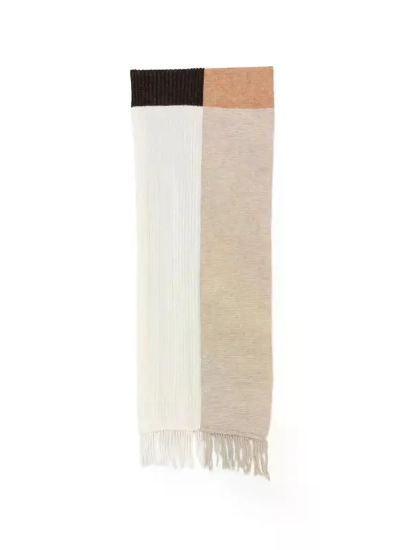 PENNYBLACK Colour-block Fringed Scarf - Brown