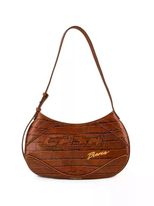 Casablanca Croc-effect Slim Biker Shoulder Bag - Brown