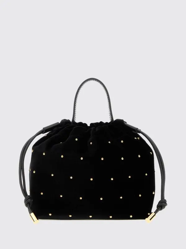 Chloé Mini Velvet Bucket Bag With Studs And Metallic Mesh Shoulder Strap