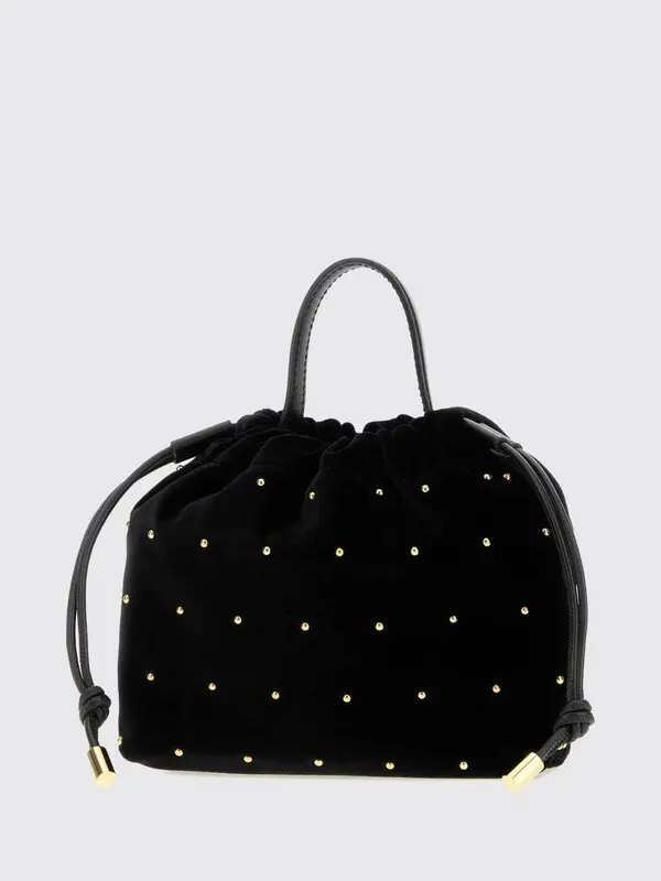 Chloé Mini Velvet Bucket Bag With Studs And Metallic Mesh Shoulder Strap
