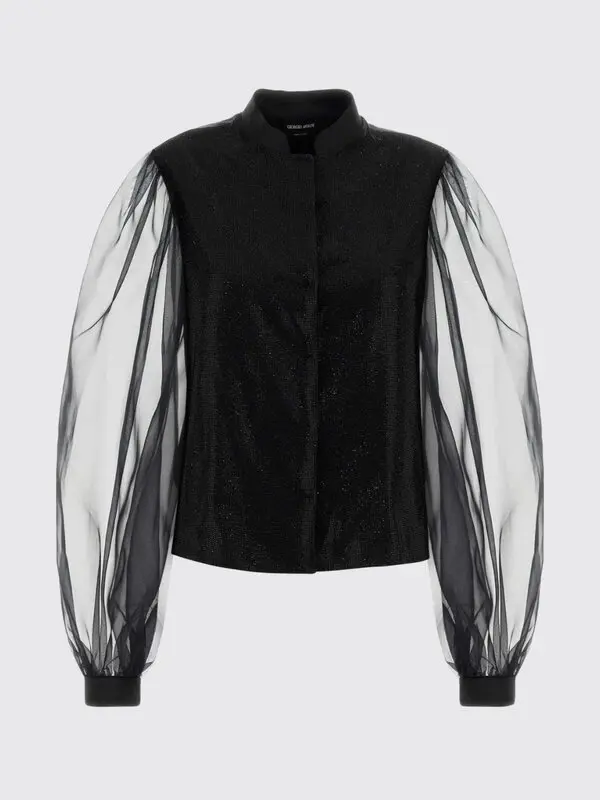 Giorgio Armani Pure Silk Blouse With Balloon Sleeves And A Mandarin Collar