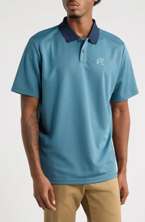 MALBON Fairway Hex Piqué Golf Polo - Slate