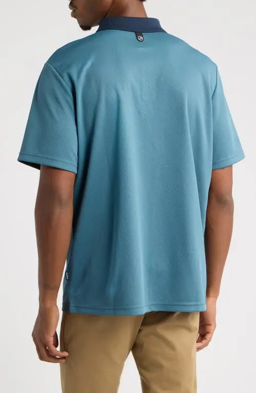 MALBON Fairway Hex Piqué Golf Polo - Slate