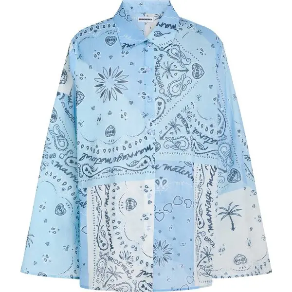 BRIDEMERCH Bandana Beach Shirt - Blue